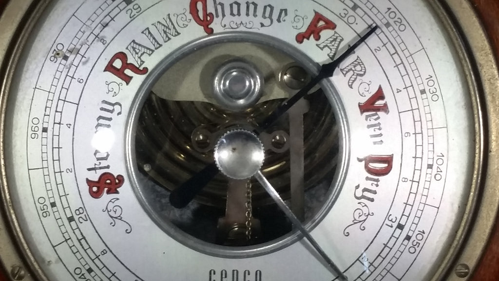 Vintage Cenco No. 76872 Round Wooden Cased Weather Barometer Made in W ...