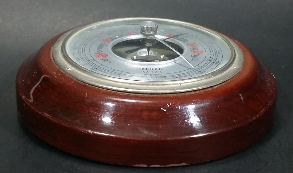 Vintage Cenco No. 76872 Round Wooden Cased Weather Barometer Made in W ...