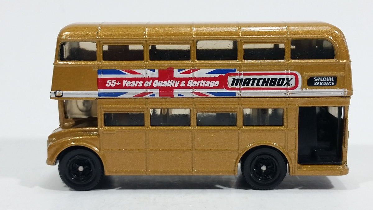 2008 Matchbox City Action Double Decker Bus Gold Die Cast Toy Car Publ ...