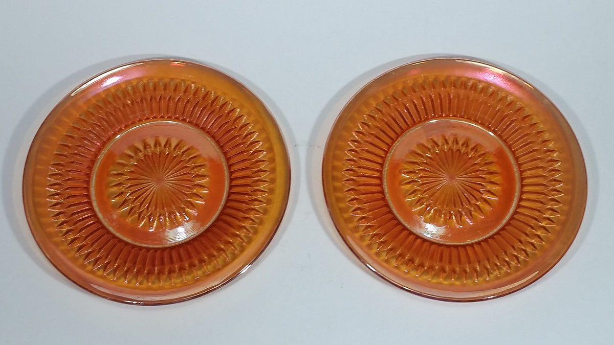 Very Beautiful Pair of Vintage Iridescent Orange Carnival Glass Plates ...