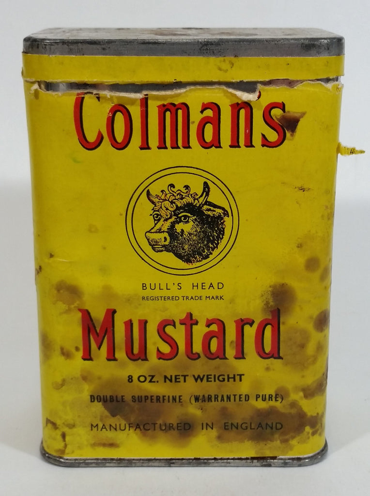 Vintage Colman's Mustard Bull's Head Yellow Tin Spice Container 8 oz C ...