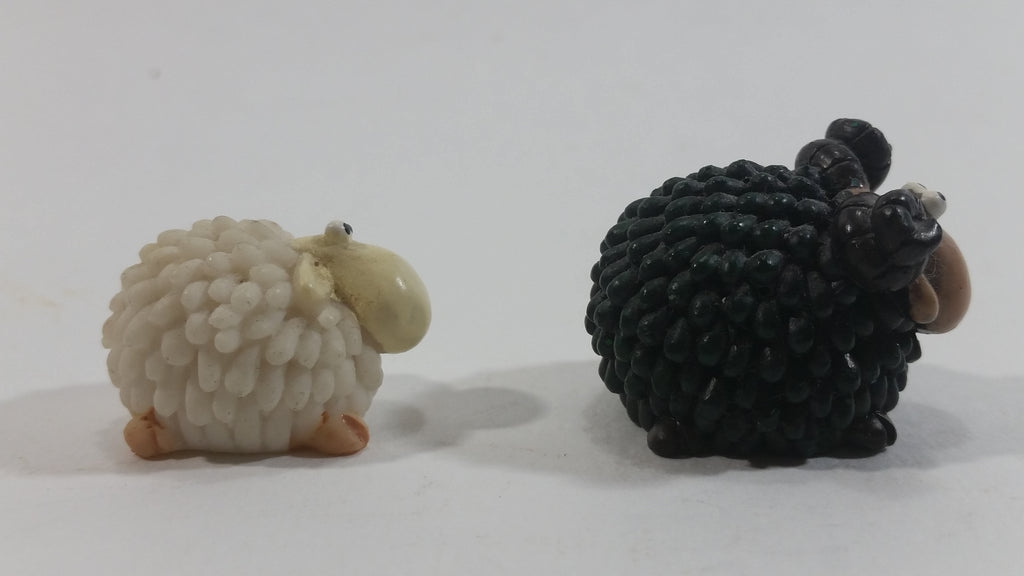 Very Cute Micro Mini Tiny Black and White Sheep Resin Figurines Set of ...