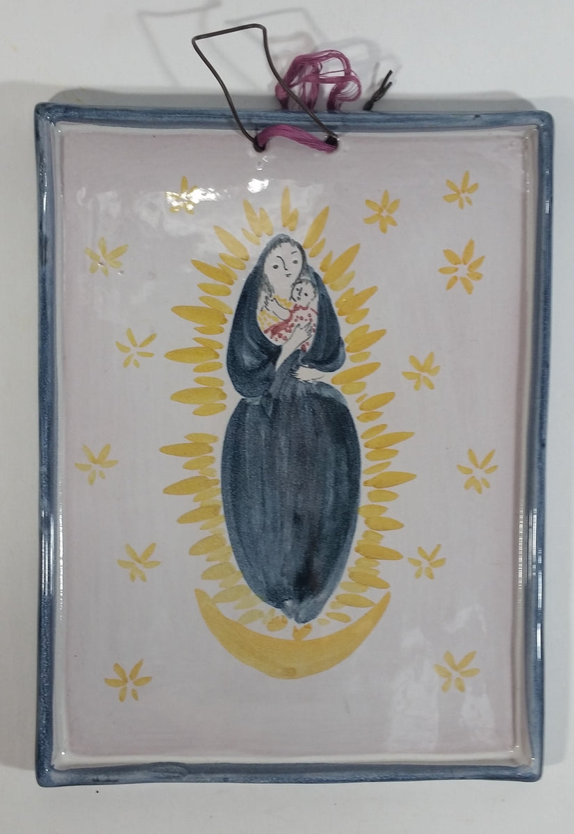 Vintage Maja Mexico Hand Painted Mary and Baby Jesus Themed Rectangula ...
