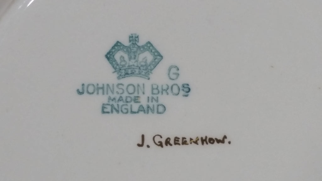 Beautiful 1954 Johnson Bros. Hand Painted Victorian Pattern Light Gree ...