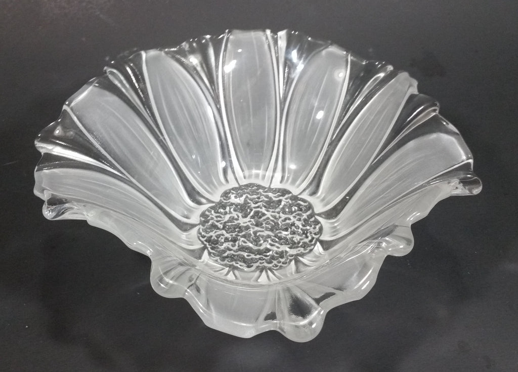Vintage Crystal Frosted Glass Blossoming Flower Shaped Candy Dish ...