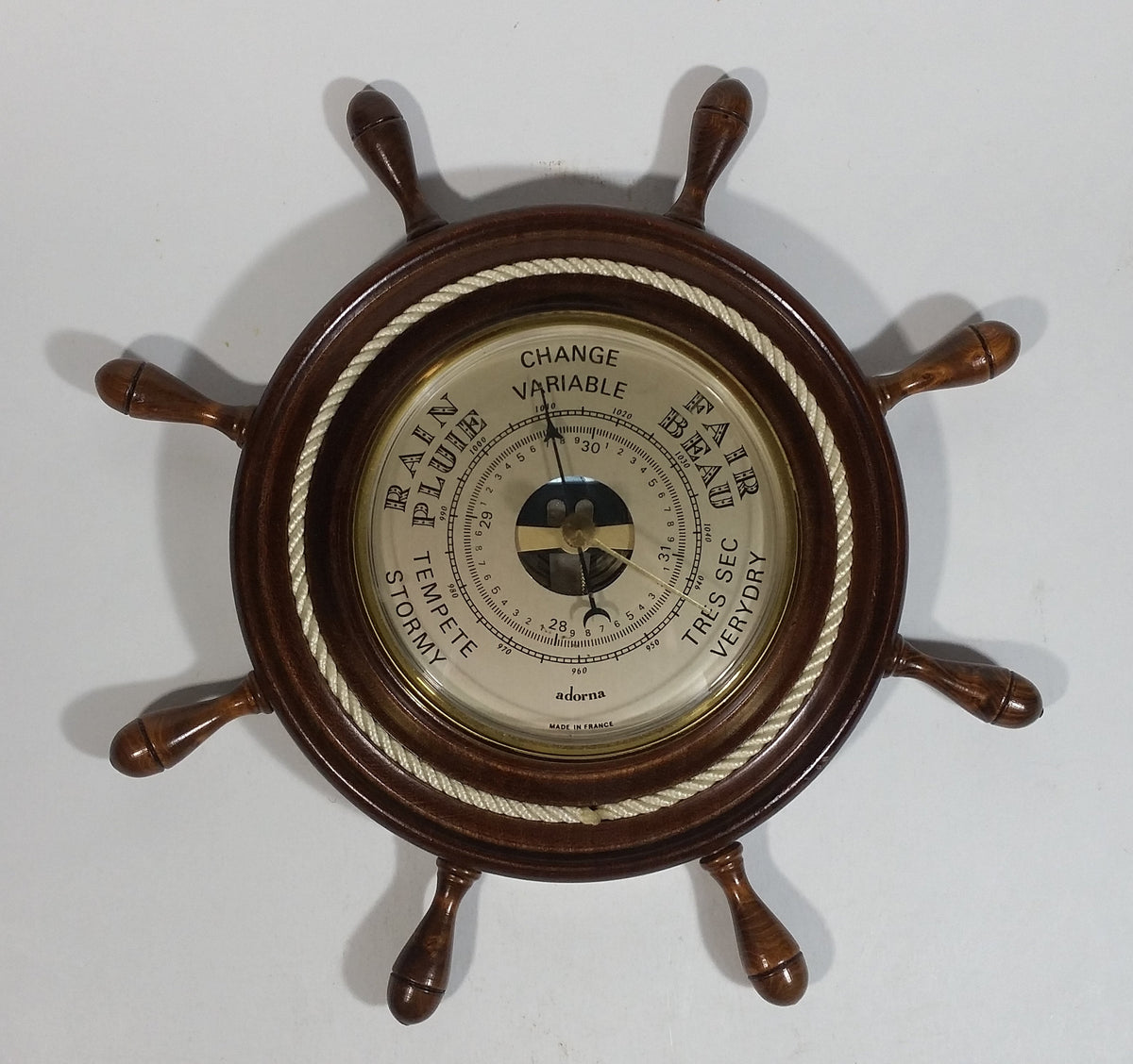 Vintage Adorna Ships Wheel Barometer with Rope Border Made in France ...
