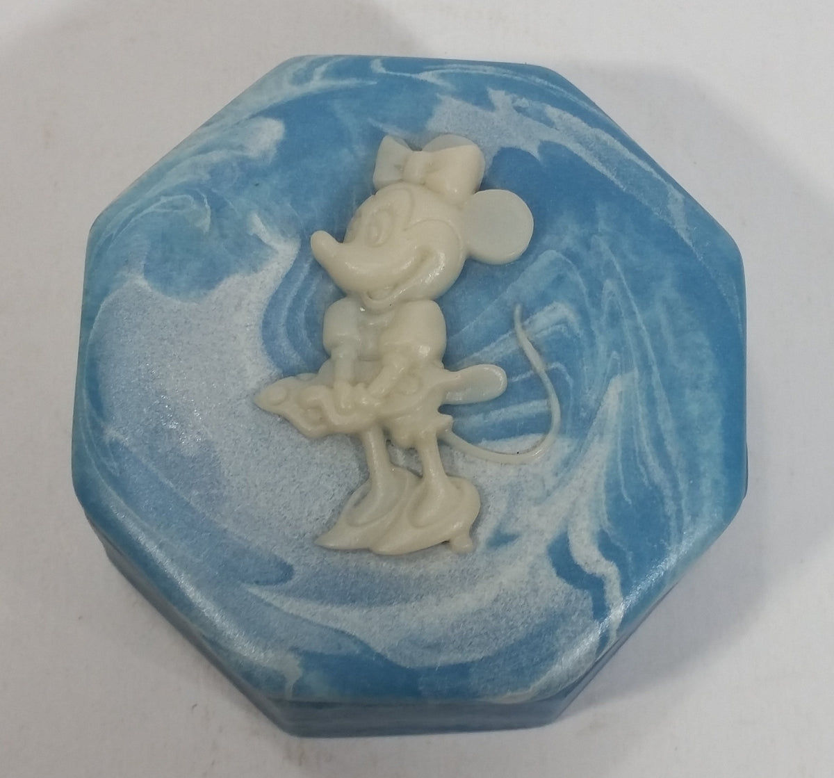 Vintage Incolay Disney Minnie Mouse Blue Octagon Shaped Marble Like Li ...