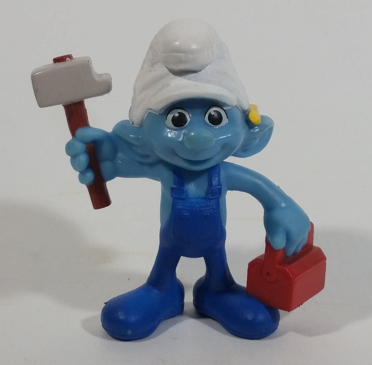 2013 "Handy" Smurf Handyman Holding Tools PVC Toy Figure McDonald's Ha ...