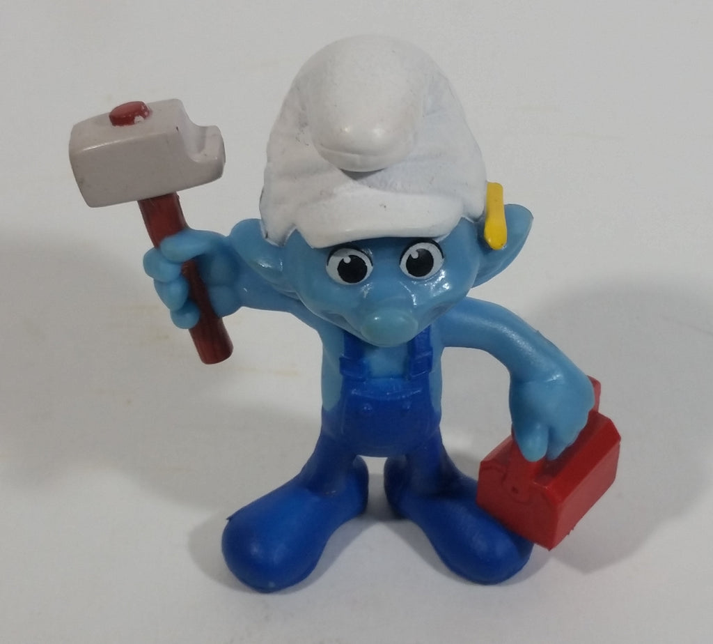 2013 "Handy" Smurf Handyman Holding Tools PVC Toy Figure McDonald's Ha ...