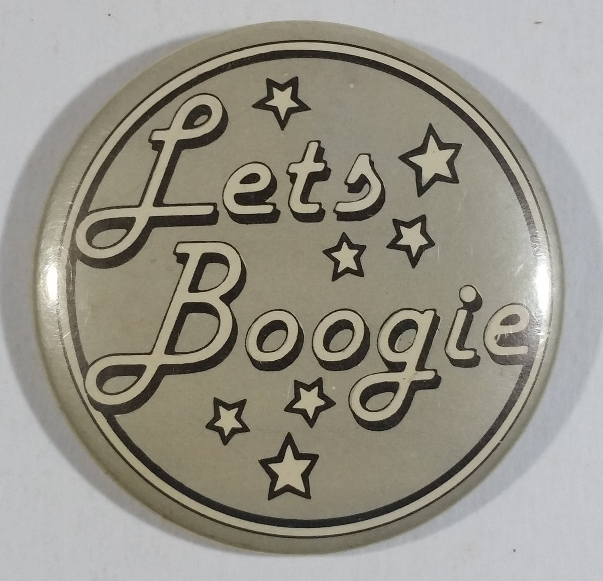 "Let's Boogie" Star Themed Grey Round Circular Button Pin – Treasure ...