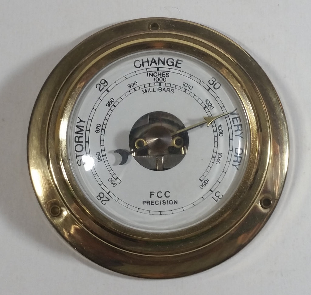 FCC Precision Company Brass Cased Barometer Wall Hanging or Wood Mount ...