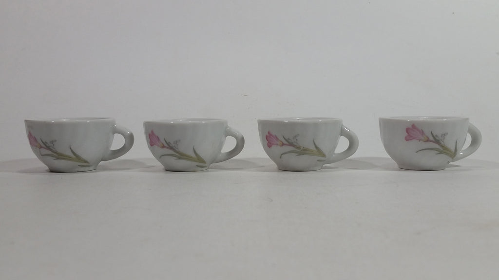 Set of 4 Small Tiny Miniature Children's Kids Tea Cups With Pink Flora ...