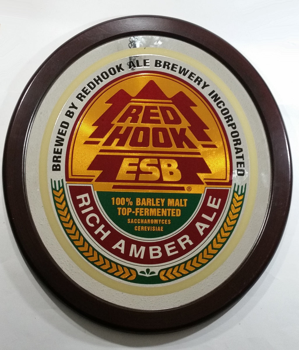 Vintage Red Hook ESB Rich Amber Ale Large Oval Shaped Wood Framed Pub ...
