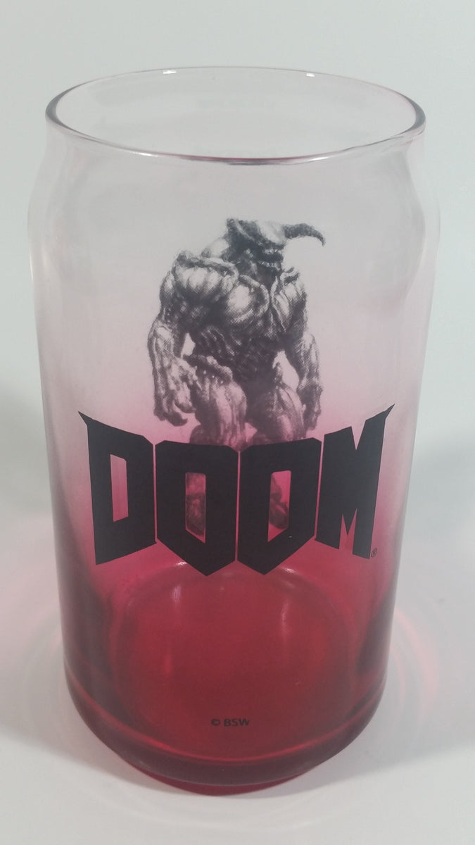 Doom Computer and Video Game Can Shaped Red and Clear 5 1/4" Tall Glas ...