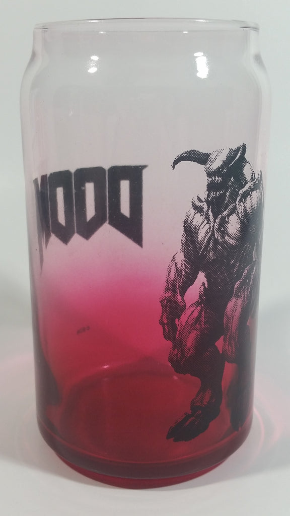 Doom Computer and Video Game Can Shaped Red and Clear 5 1/4" Tall Glas ...