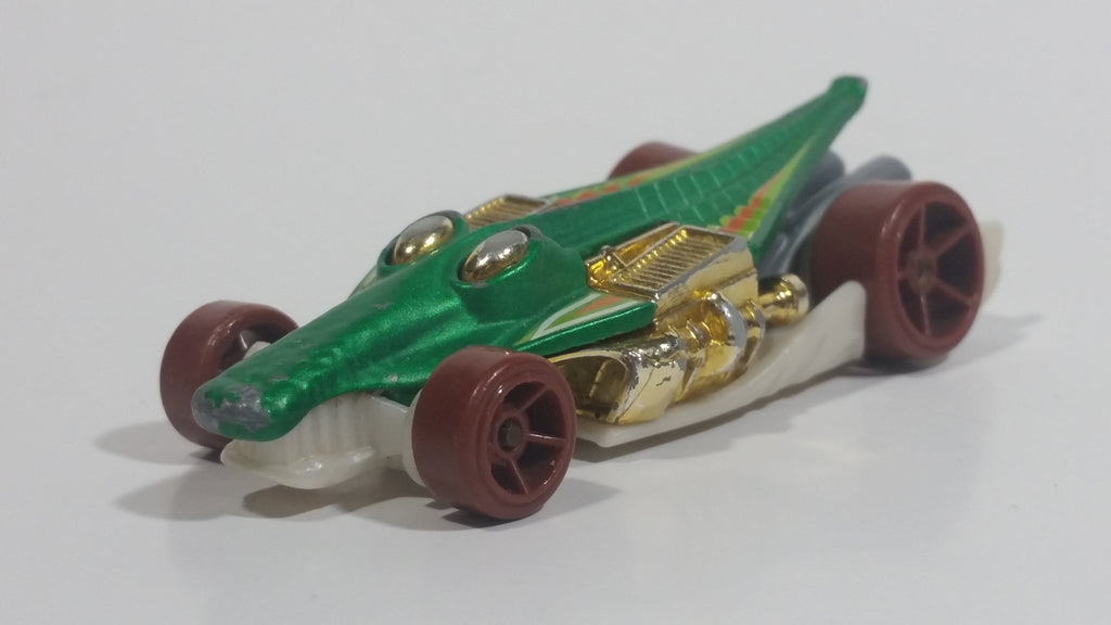 2011 Hot Wheels Thrill Racers Jungle Croc Rod Green and Gold Chrome Di ...