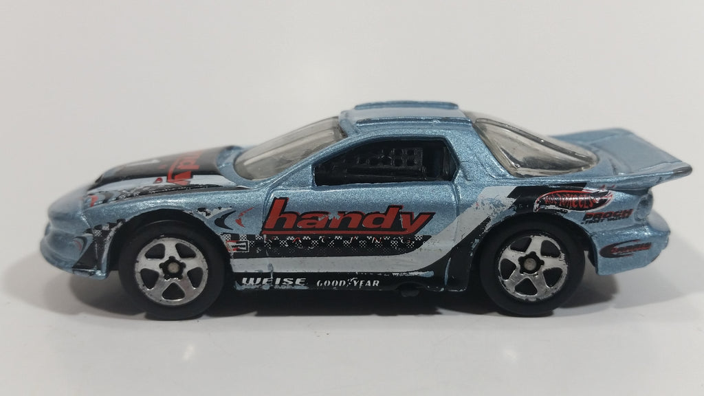 2002 Hot Wheels Pontiac IROC Firebird Silver Blue Die Cast Toy Race Ca ...