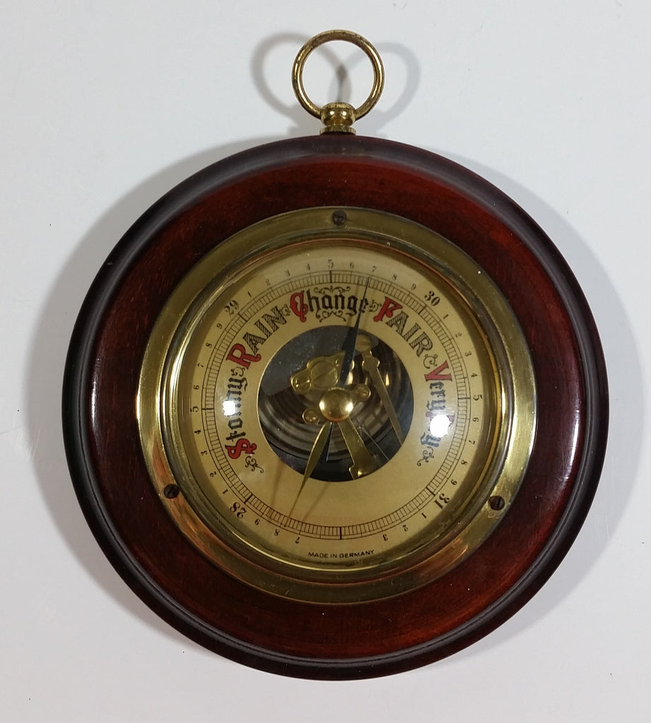 Vintage 4" Diameter Wooden Cased Weather Barometer Made in Germany ...