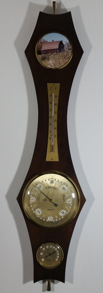 Europa Rustic Barn Themed Large 26 1/2" Tall Wood Cased Weather Statio ...