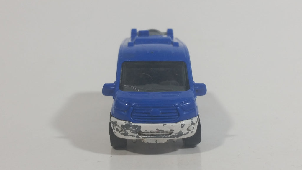 2017 Matchbox MBX Adventure City '14 Ford Transit News Van Blue Die Ca ...