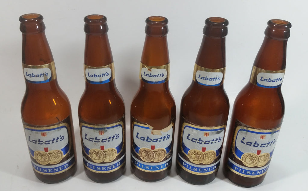 Vintage Set of 5 Labatt's Pilsner Beer Amber Brown Glass Bottles ...