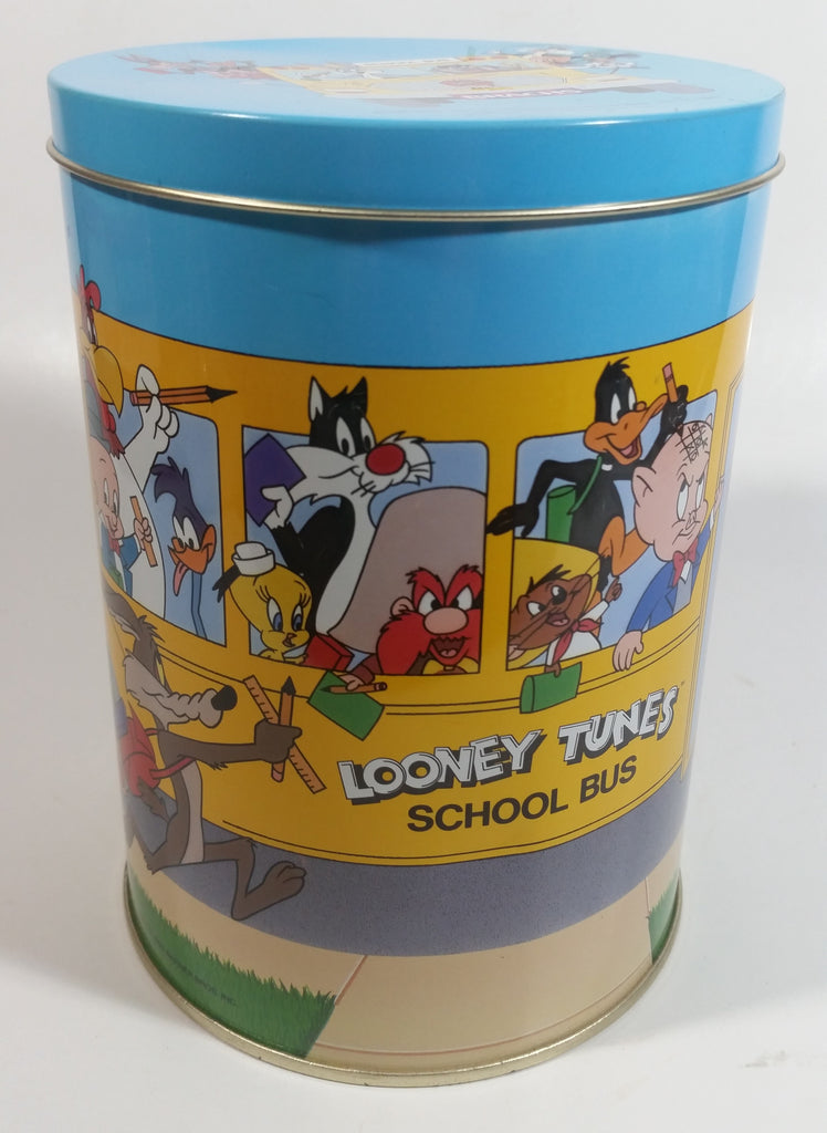 1990 Warner Bros Looney Tunes School Bus Brach's Jelly Beans Tin Canis ...