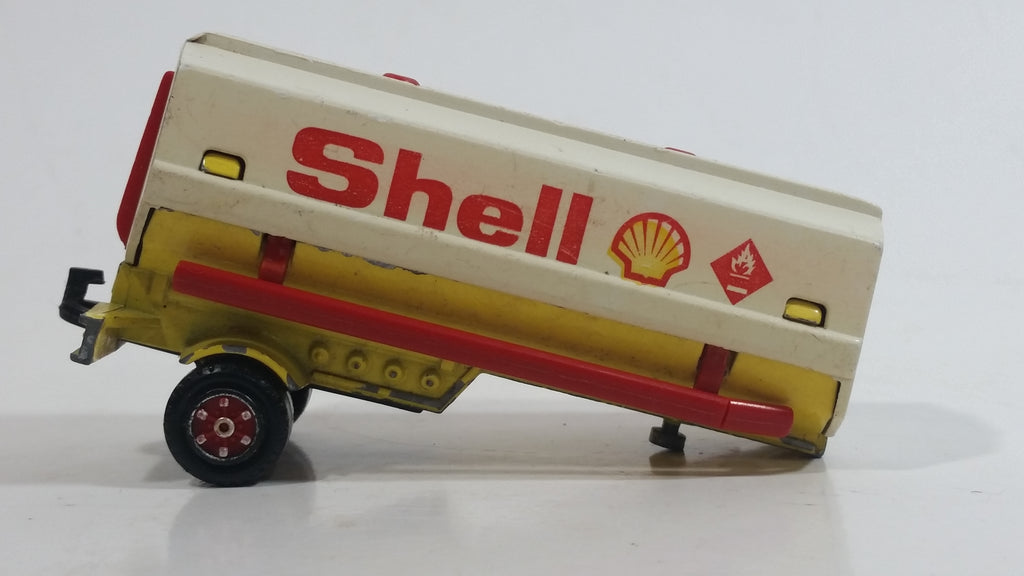 Vintage Majorette Shell Oil Fuel Tanker Trailer Yellow , Red White Die ...