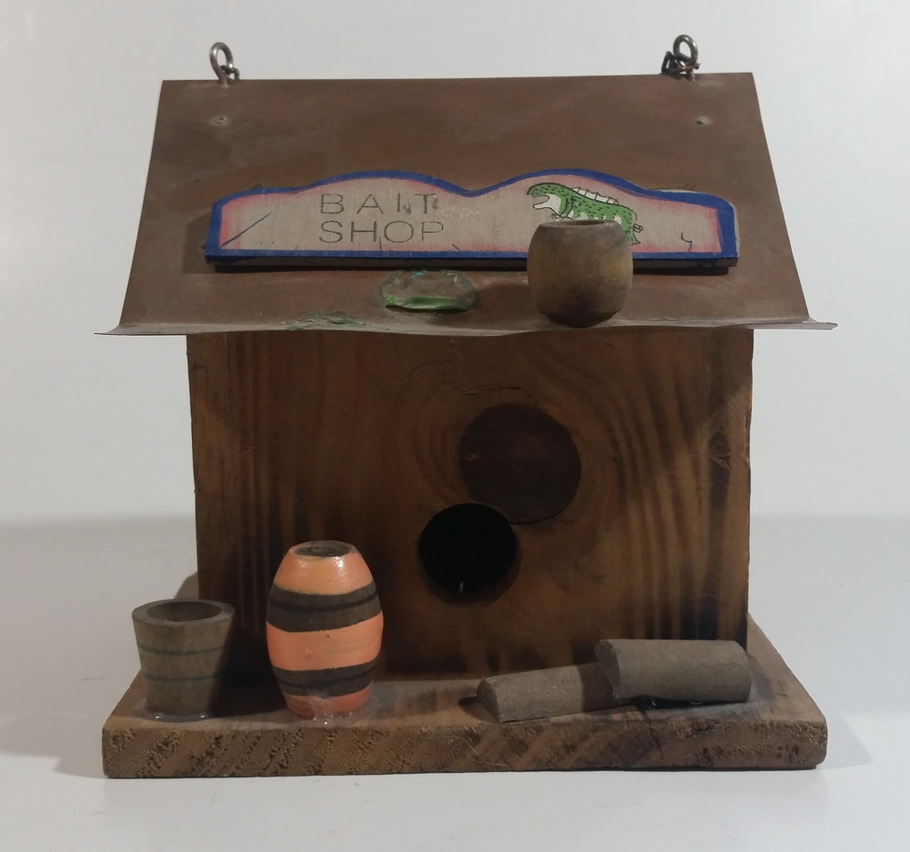 Folk Art Bait Shop Building Wooden Model with Copper Metal Roof Fishin ...