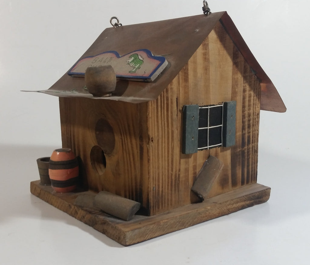 Folk Art Bait Shop Building Wooden Model with Copper Metal Roof Fishin ...