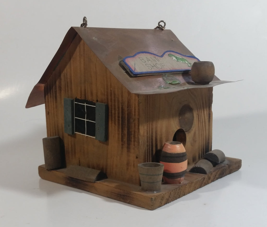 Folk Art Bait Shop Building Wooden Model with Copper Metal Roof Fishin ...
