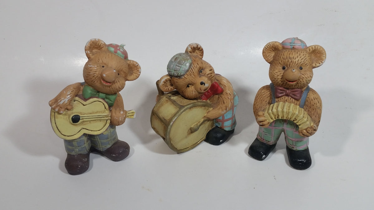 Vintage Teddy Bear Musical Band Playing Instruments Drummer, Squeeze A ...