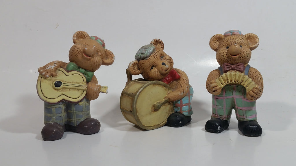 Vintage Teddy Bear Musical Band Playing Instruments Drummer, Squeeze A ...
