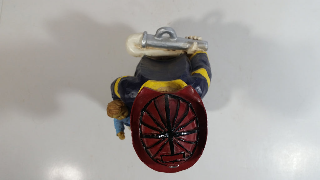 Fireman Firefighter Holding A Young Child Heavy Wine Bottle Holder Scu ...