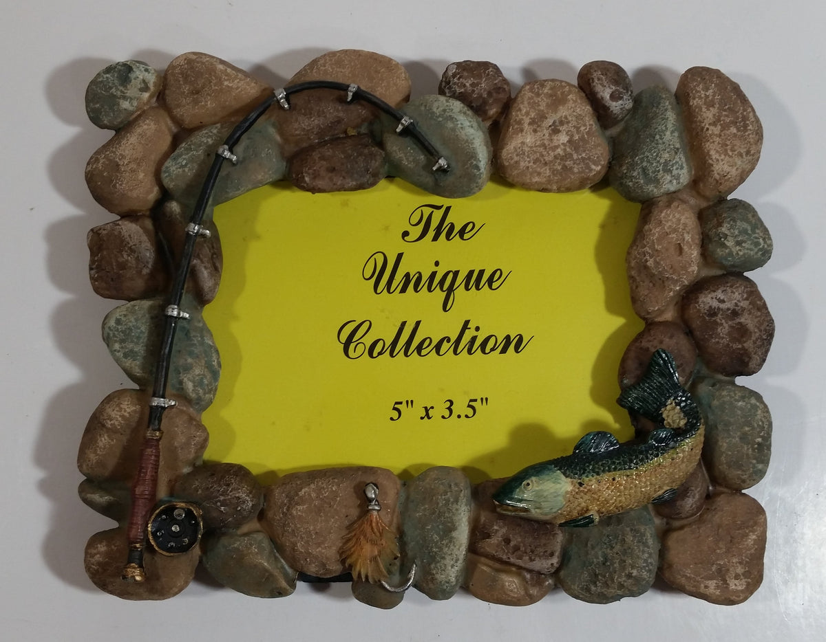 The Unique Collection River Rock Fishing Fish Themed 3 1/2" x 5" Resin ...