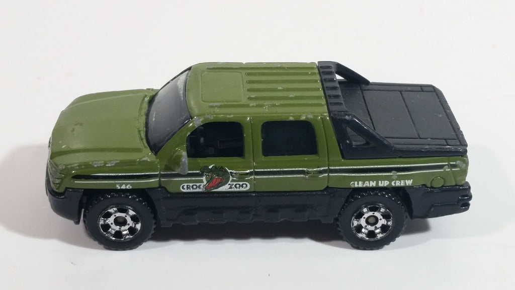 2009 Matchbox Croc Zoo Chevy Avalanche Truck Olive Green MB86 Die Cast ...