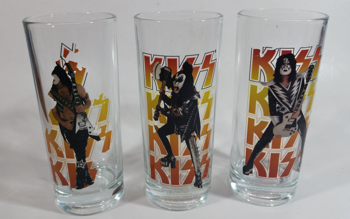 2011 Vandor Kiss Band Musicians Holding Their Guitars 6" Tall Glass Cu ...