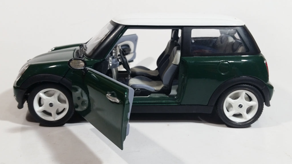 2001 Burago Mini Cooper Dark Green with White Roof 1/18 Scale Die Cast ...