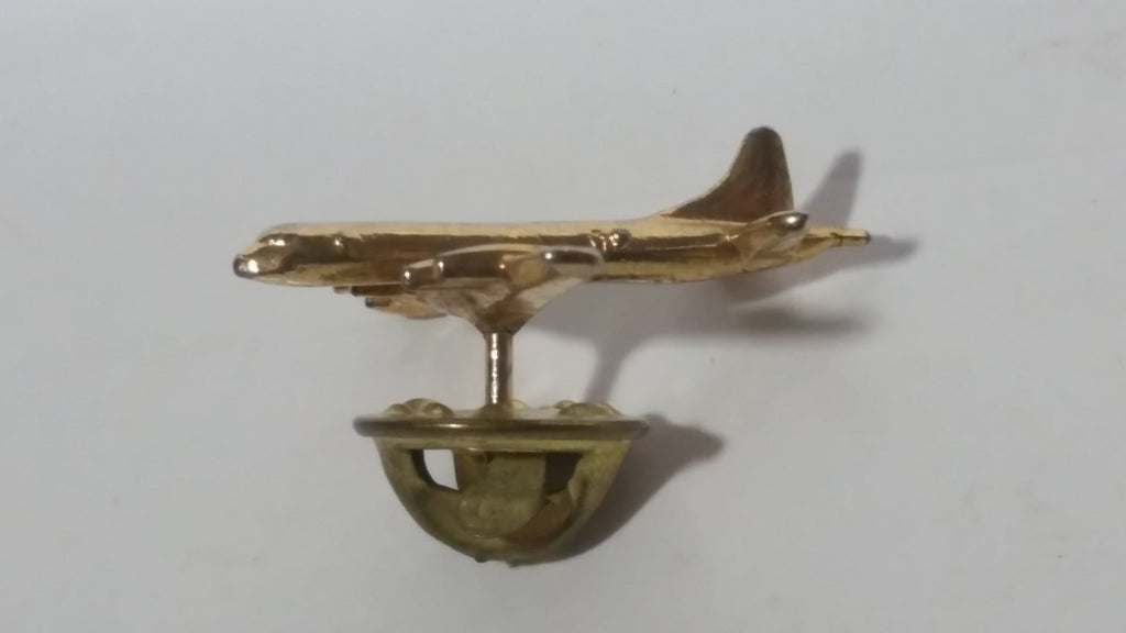 Airplane Plane Jumbo Passenger Jet Shaped Gold Tone Metal Pin ...