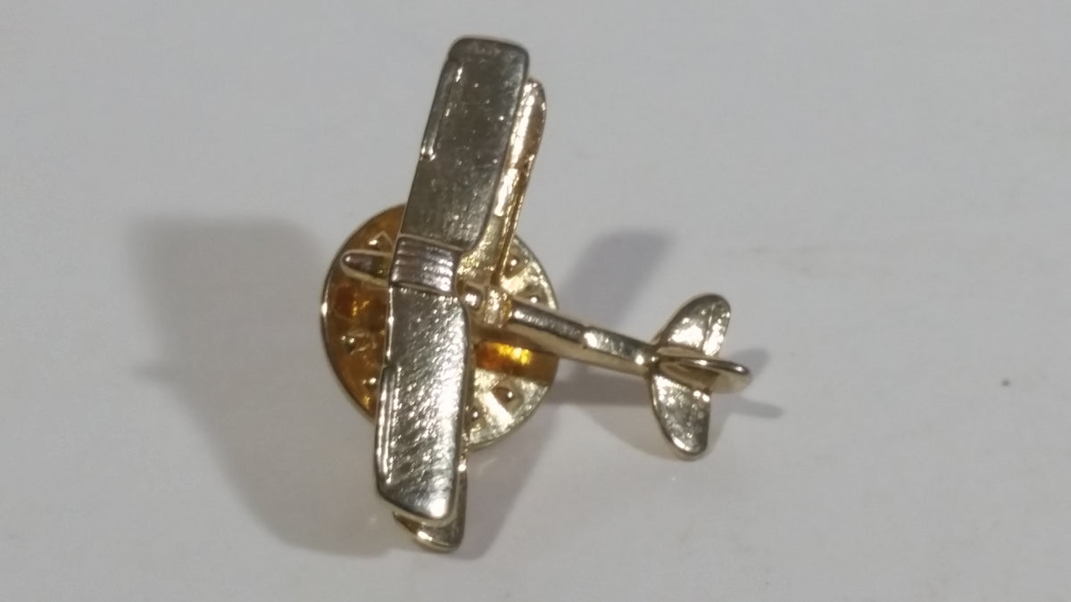 Airplane Plane Bi-Wing Shaped Gold Tone Metal Pin – Treasure Valley ...