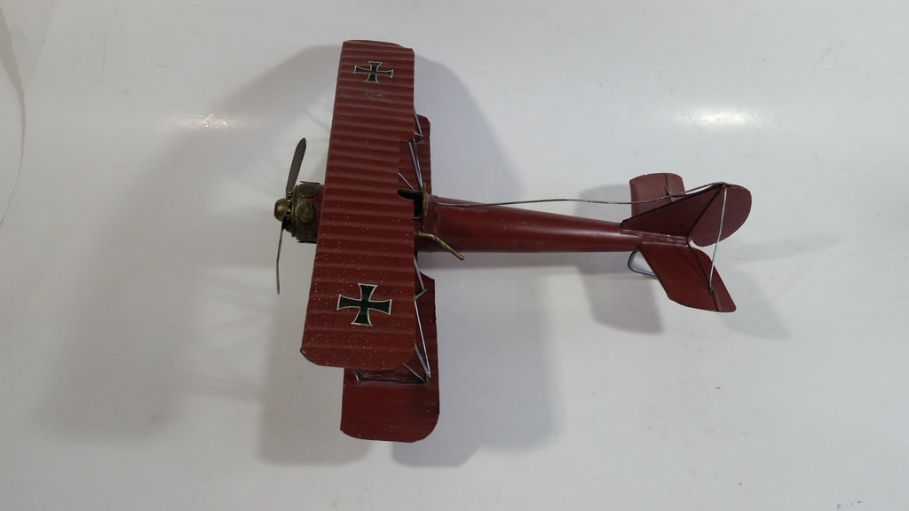 Vintage Style German Red Baron Bi-Plane WWII Large Tin Metal Military ...