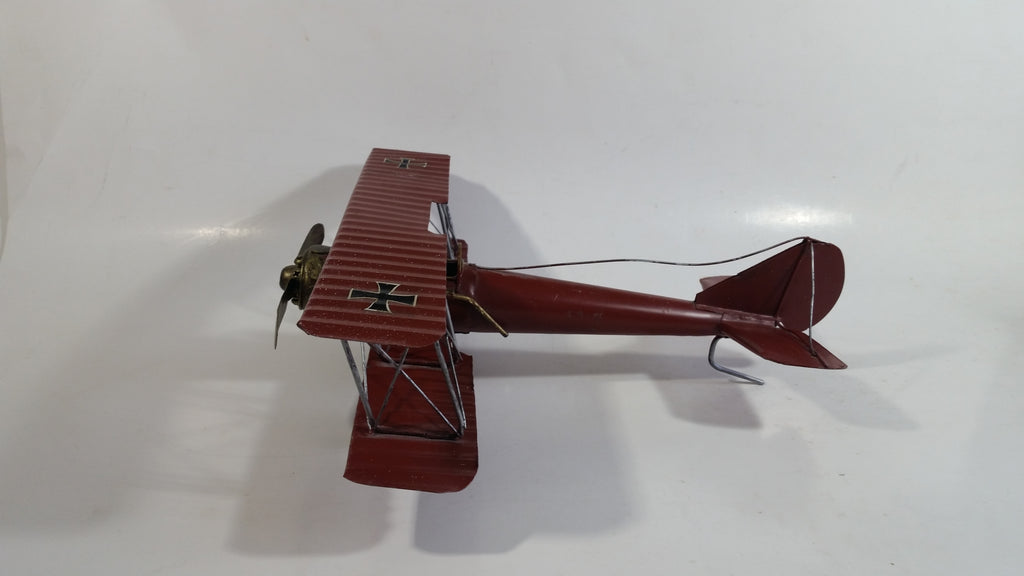 Vintage Style German Red Baron Bi-Plane WWII Large Tin Metal Military ...