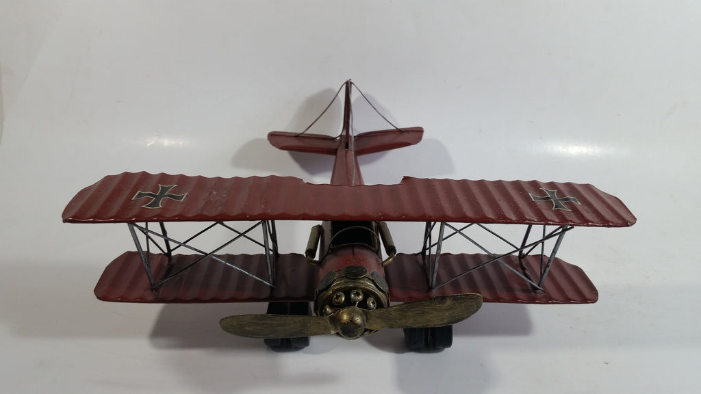Vintage Style German Red Baron Bi-Plane WWII Large Tin Metal Military ...