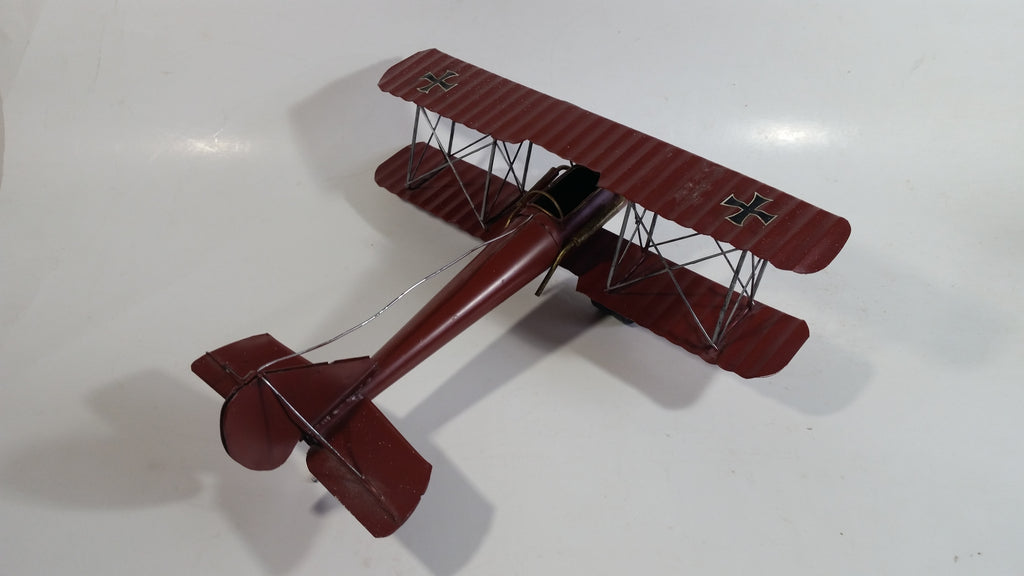 Vintage Style German Red Baron Bi-Plane WWII Large Tin Metal Military ...