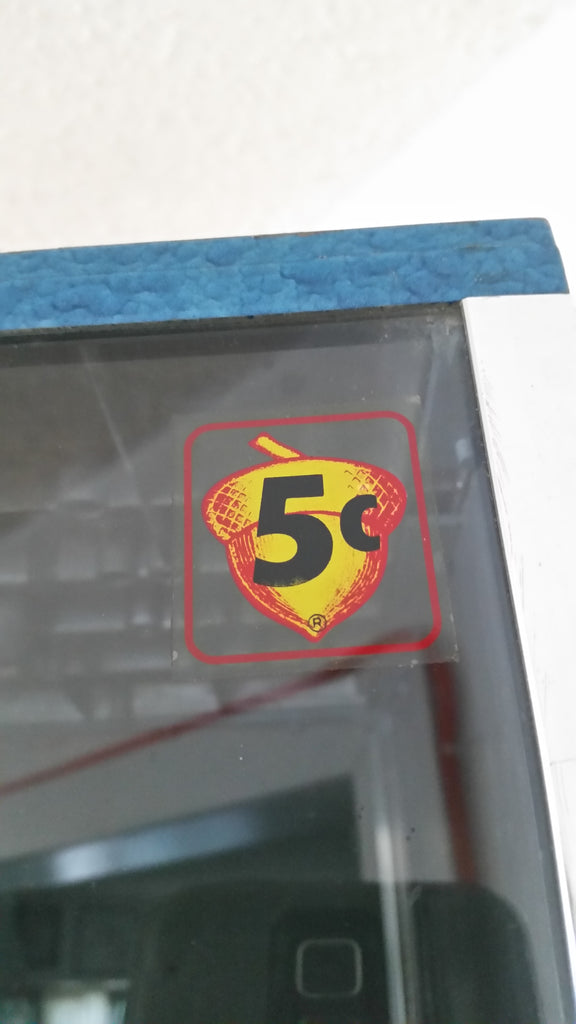 Vintage 5 Cent Sticker Oak Gumball Machine with Stand - Missing Some P ...