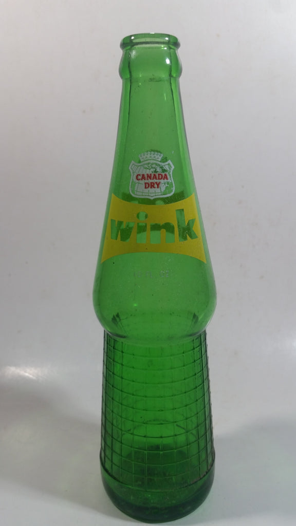 Vintage Canada Dry Wink 9 1/4" Tall Green Glass Soda Pop Beverage Bott ...