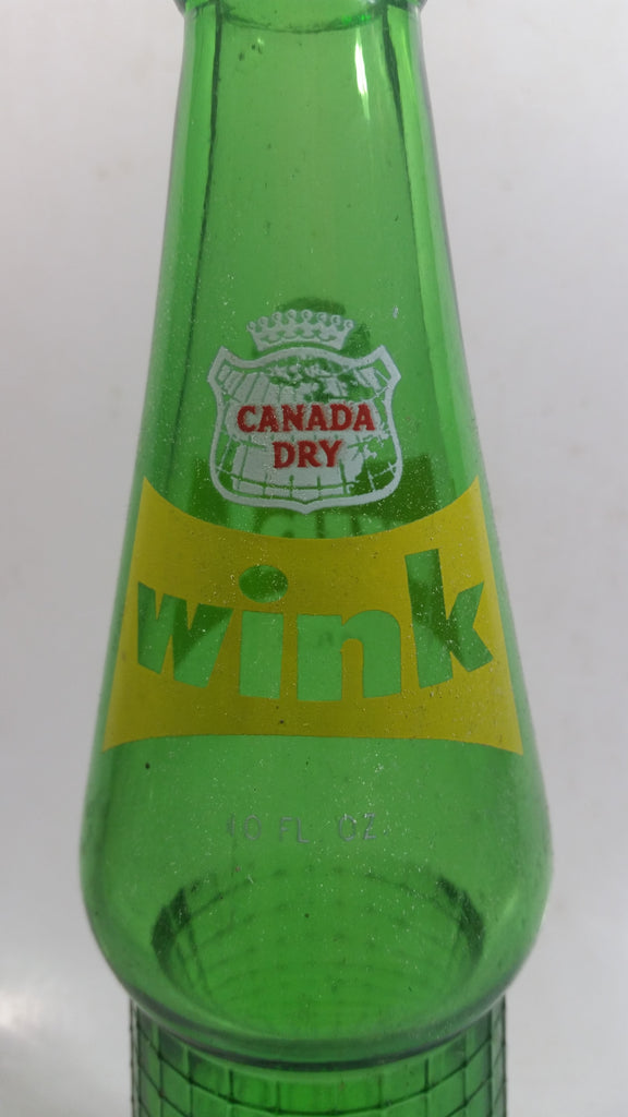 Vintage Canada Dry Wink 9 1/4" Tall Green Glass Soda Pop Beverage Bott ...