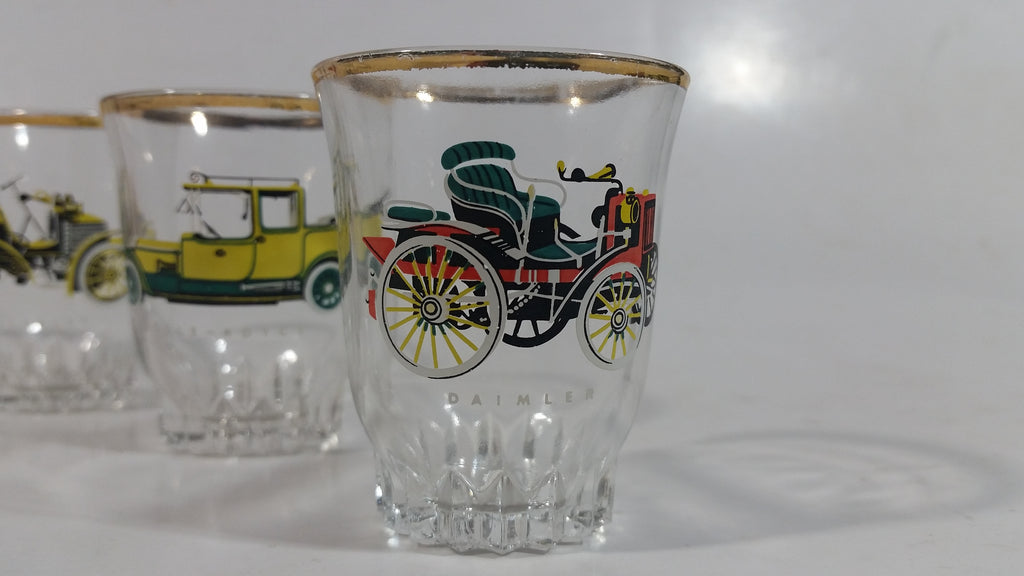 Vintage Six Car Shot Glass Set of Ford, Daimler, Austin, Wolseley, Mor ...