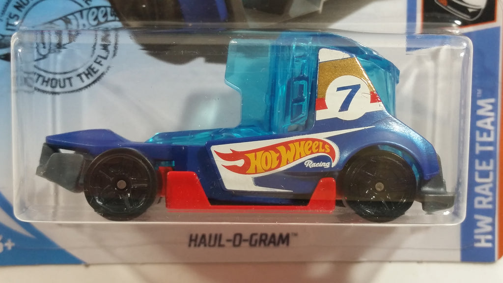 2019 Hot Wheels HW Race Team Haul-O-Gram Transparent Blue Die Cast Toy ...