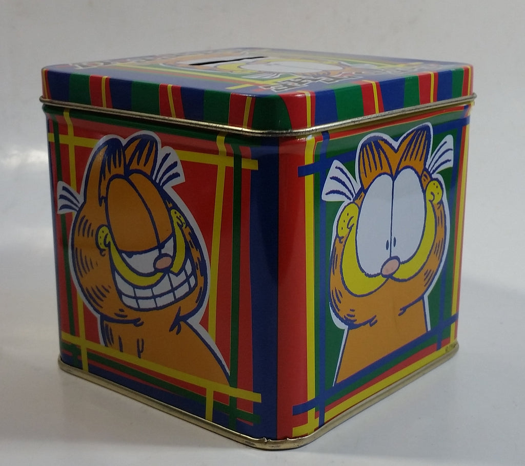 Paws Jim Davis Garfield "Feed The Kitty" Tin Metal Coin Bank Cartoon C ...