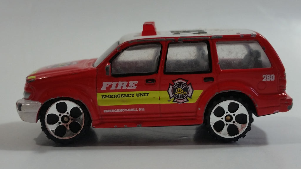 RealToy Ford Explorer Fire Dept Emergency Unit 280 Red Die Cast Toy Ca ...